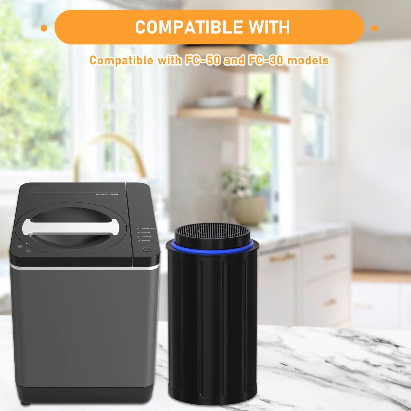 FC-50 Replacement Filters Compatible with Vitamix FoodCycler FC-50 and and FC-30 models, with Activated carbon filters, 4-pack