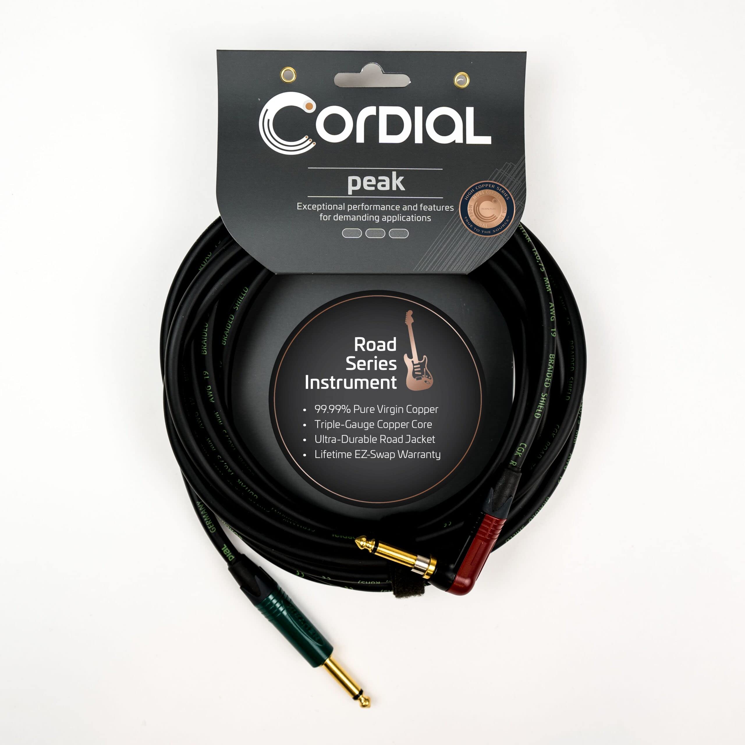 CORDIAL Silent Street Guitar Cable with Angled Jack/Jack 3 m