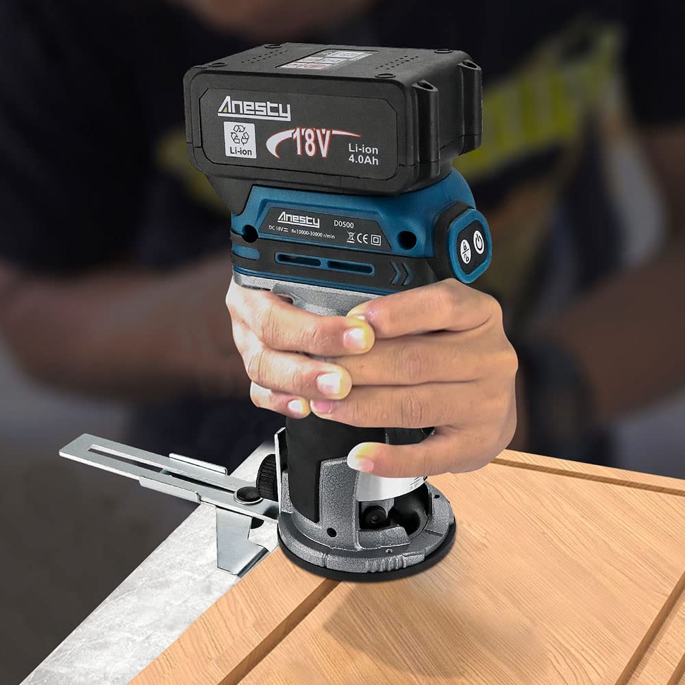 Cordless Trim Router Woodworking Kit - 18V Brushless Palm Router Compact Router with Trimmer/Fixed Base, Variable Speed Wood Router Laminate Trimmer Tool with Fast Charger, 1/4" & 3/8" Collet etc