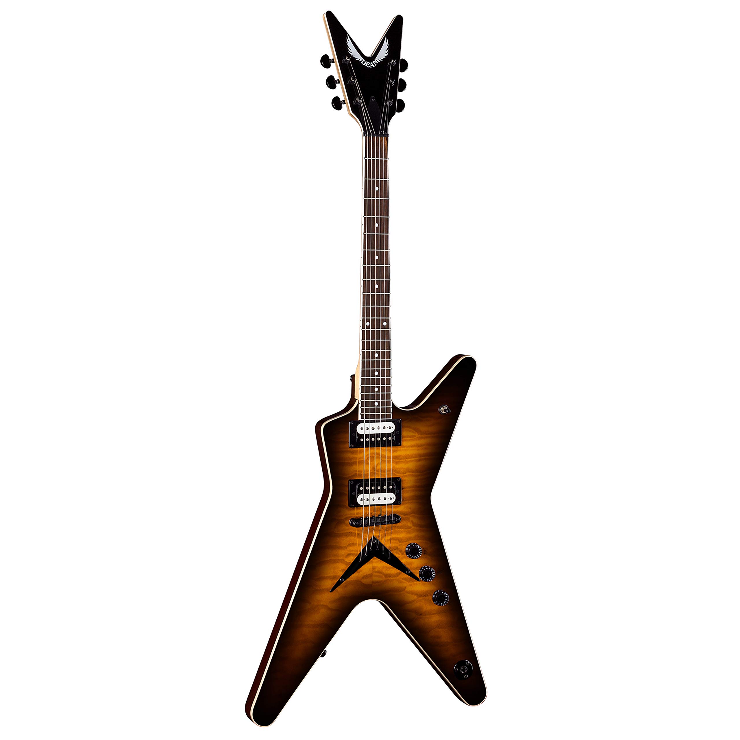 Dean Guitars 6 String MLX Quilt Maple Electric Guitar, Trans Brazilia, Right, QM TBZ