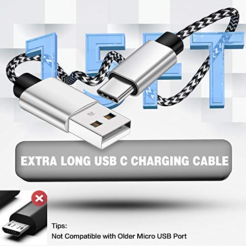 DEEGO PS5 Controller Charger Cable, 2 Pack 15ft Extra Long USB C Cable, Nylon Braided USB A to USB C Data Sync Charging Cord Compatible with Xbox Series X/S Controller, PS5 Dualsense Controller