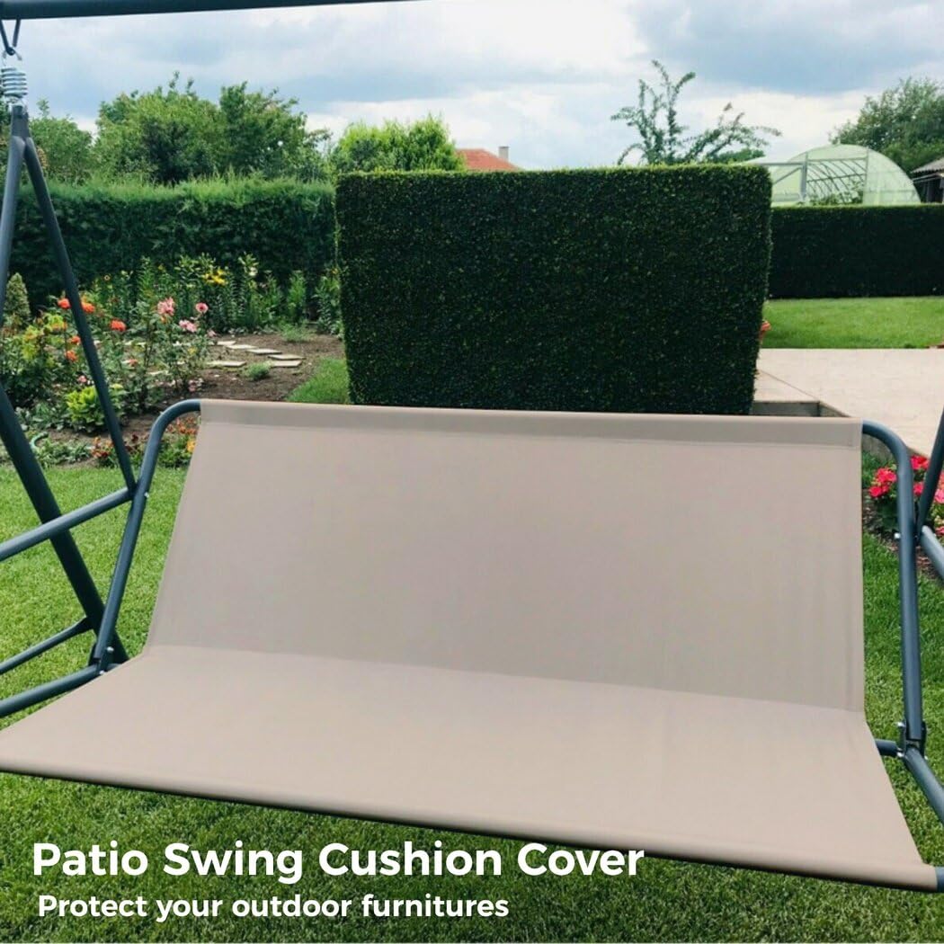 Homaisson Swing Cushion Covers, Waterproof Outdoor Swing Seat Protection Cover, 600D Oxford Cushion Replacement Swing Seat Cover for Patio Garden Yard(Beige,XL)
