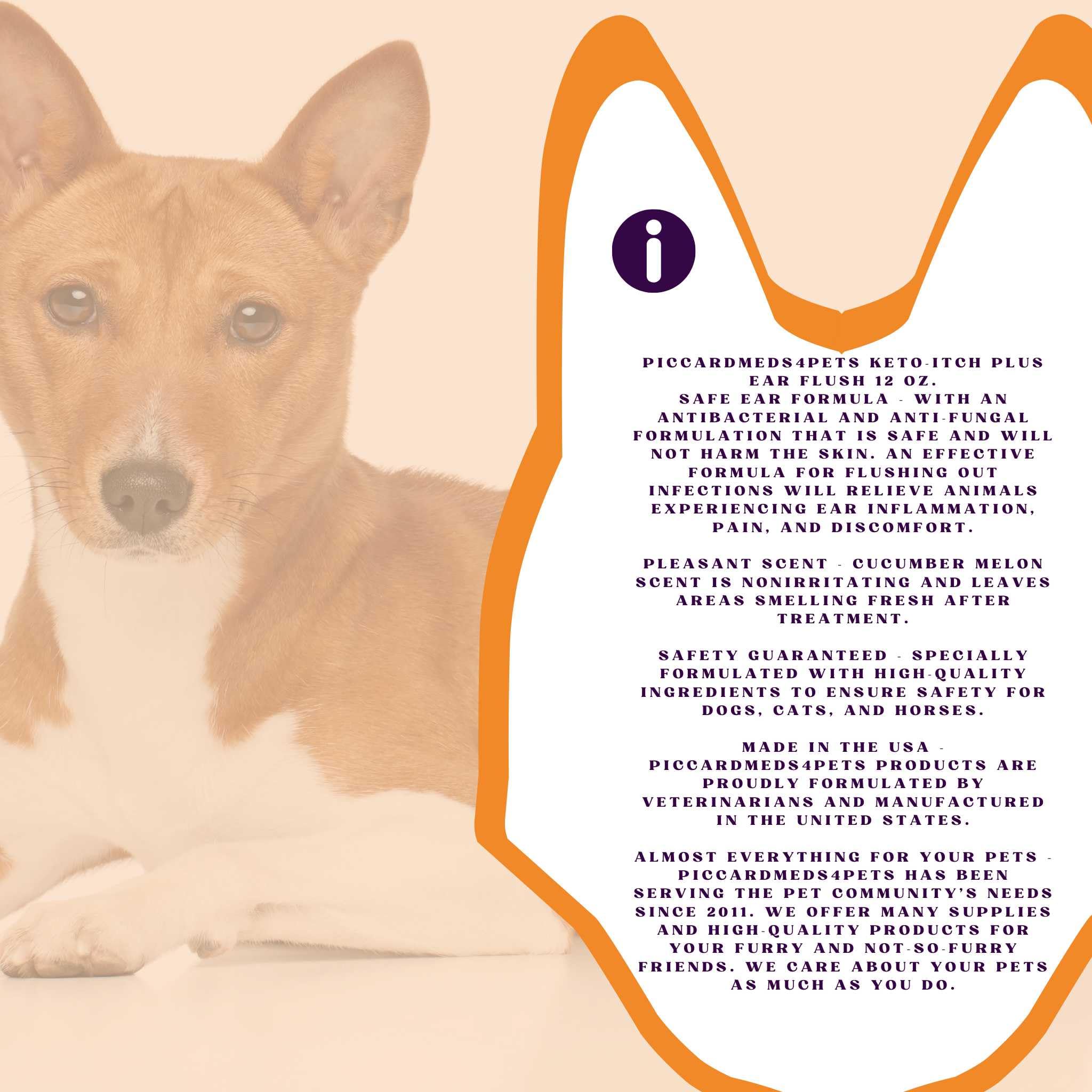 PICCARDMEDS4PETS Keto-Itch Plus Ear Flush 0.2% Chlhxdn + Keto 1% 12oz