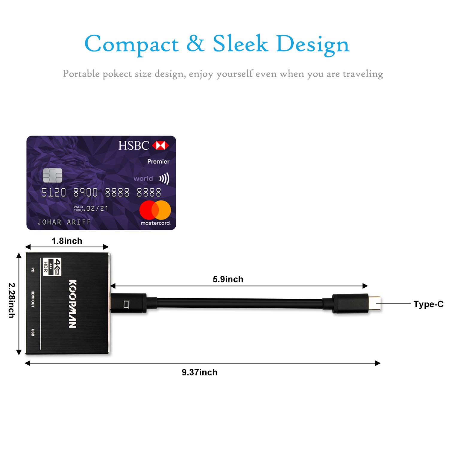 USB C to HDMI Adapter(4K@60Hz) PC-Like Experience for Galaxy S8/S8 Plus/S9/S9+,Note 8, Note 9, Nintendo Switch, Dock for MacBook Pro, Chromebook Pixel and More