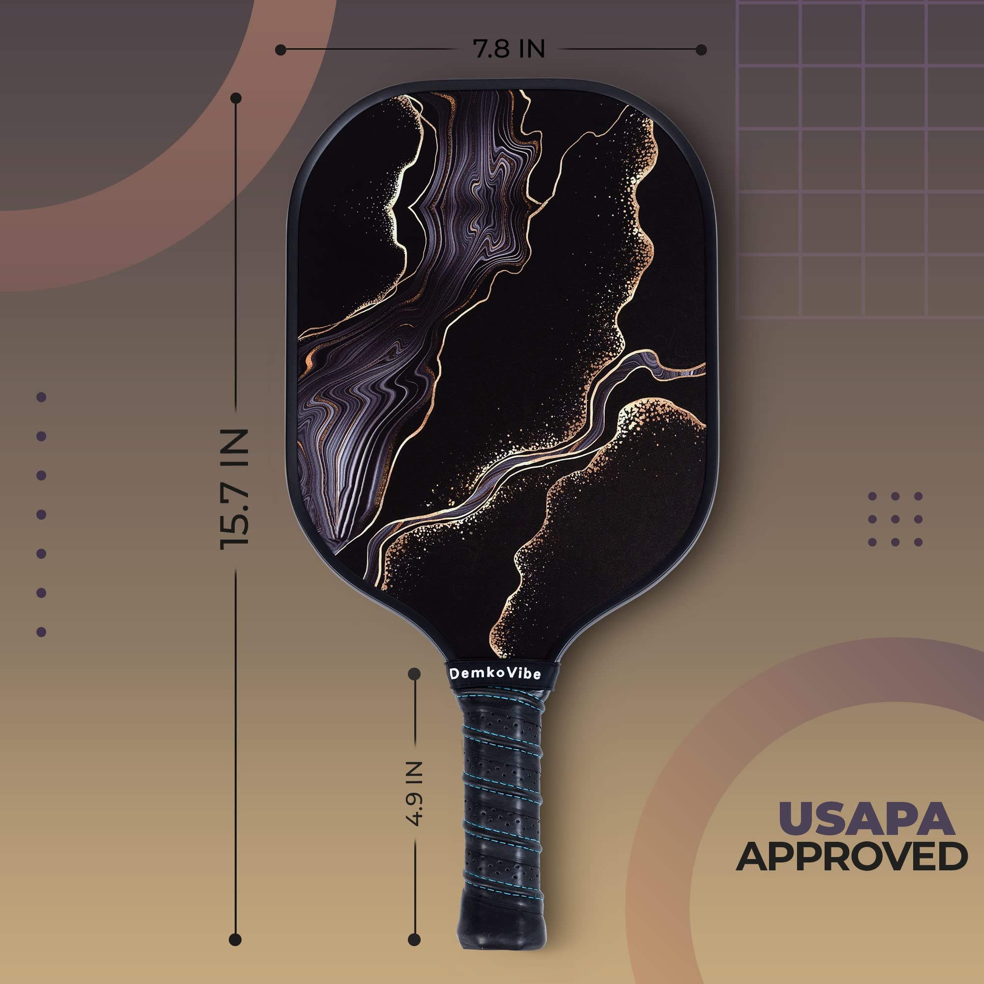DemkoVibe Pickleball Paddles Set of 2 USAPA Approved with 4 Outdoor Indoor Balls with 1 Carrying Case