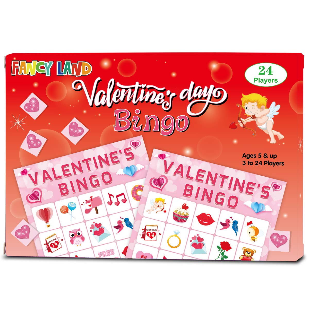 Valentine's Day Bingo Game for Kids 24 Players Valentine Party Game