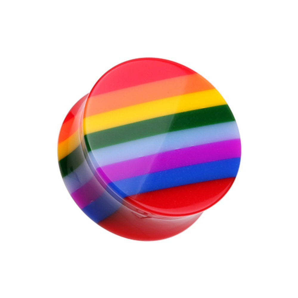 Covet Jewelry Rainbow Stripe Double Flared Ear Gauge Plug (00 GA (10mm))