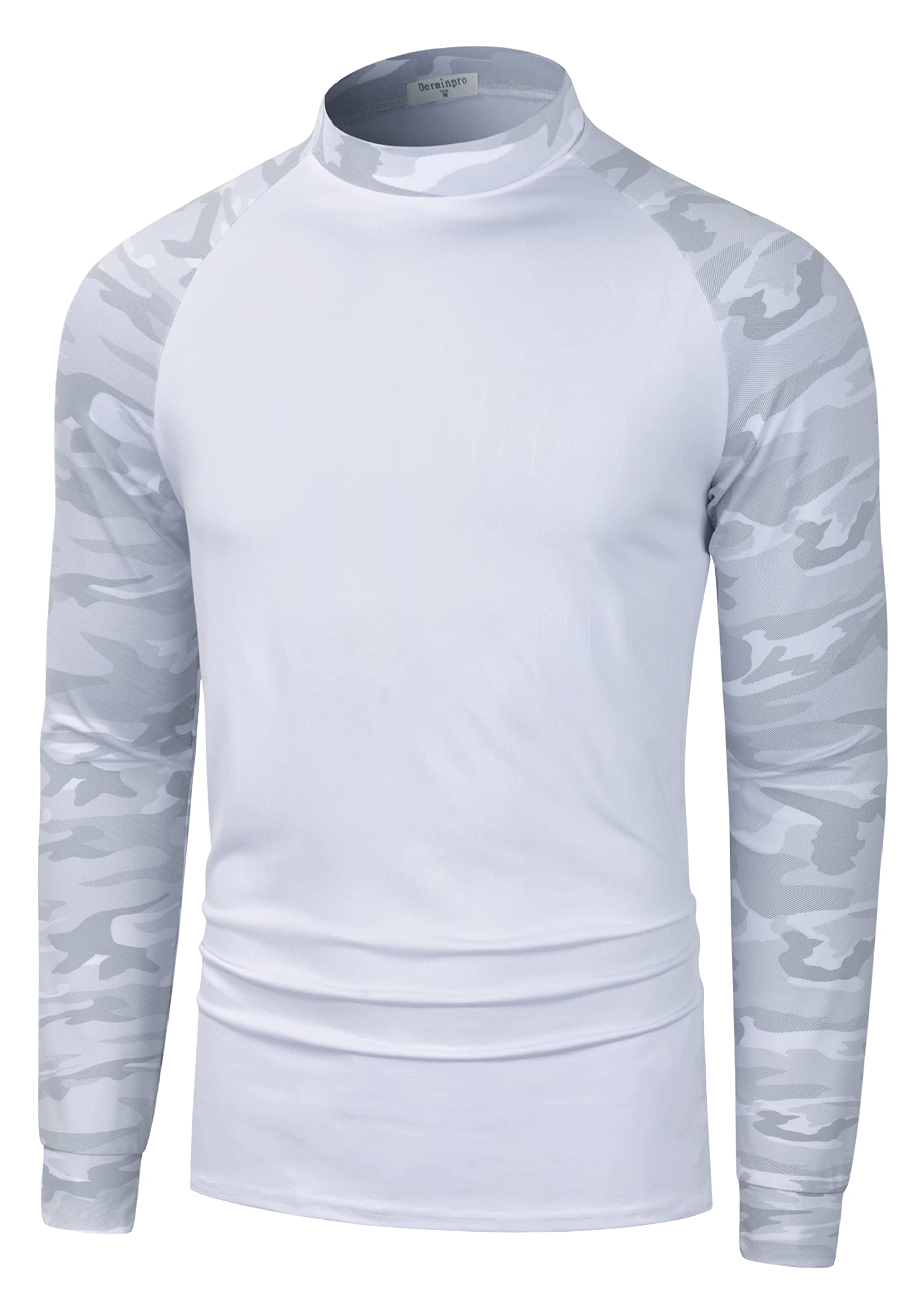 Derminpro Men's Quick Dry Camouflage Long Sleeve Two-Tone Fishing T-shirts White X-Large