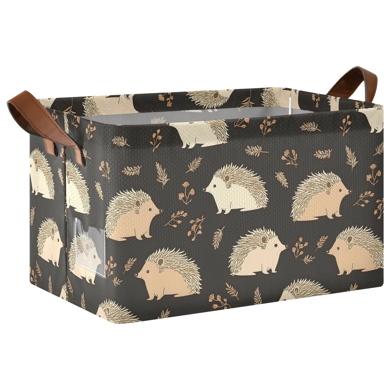 HOMONAW Rectangular Closet Storage Bin Cute Animal Hedgehog Storage Baskets with Handles Foldable Closet Cubes Organizer for Clothes, Toys, Towel, Home, Bedroom, Office