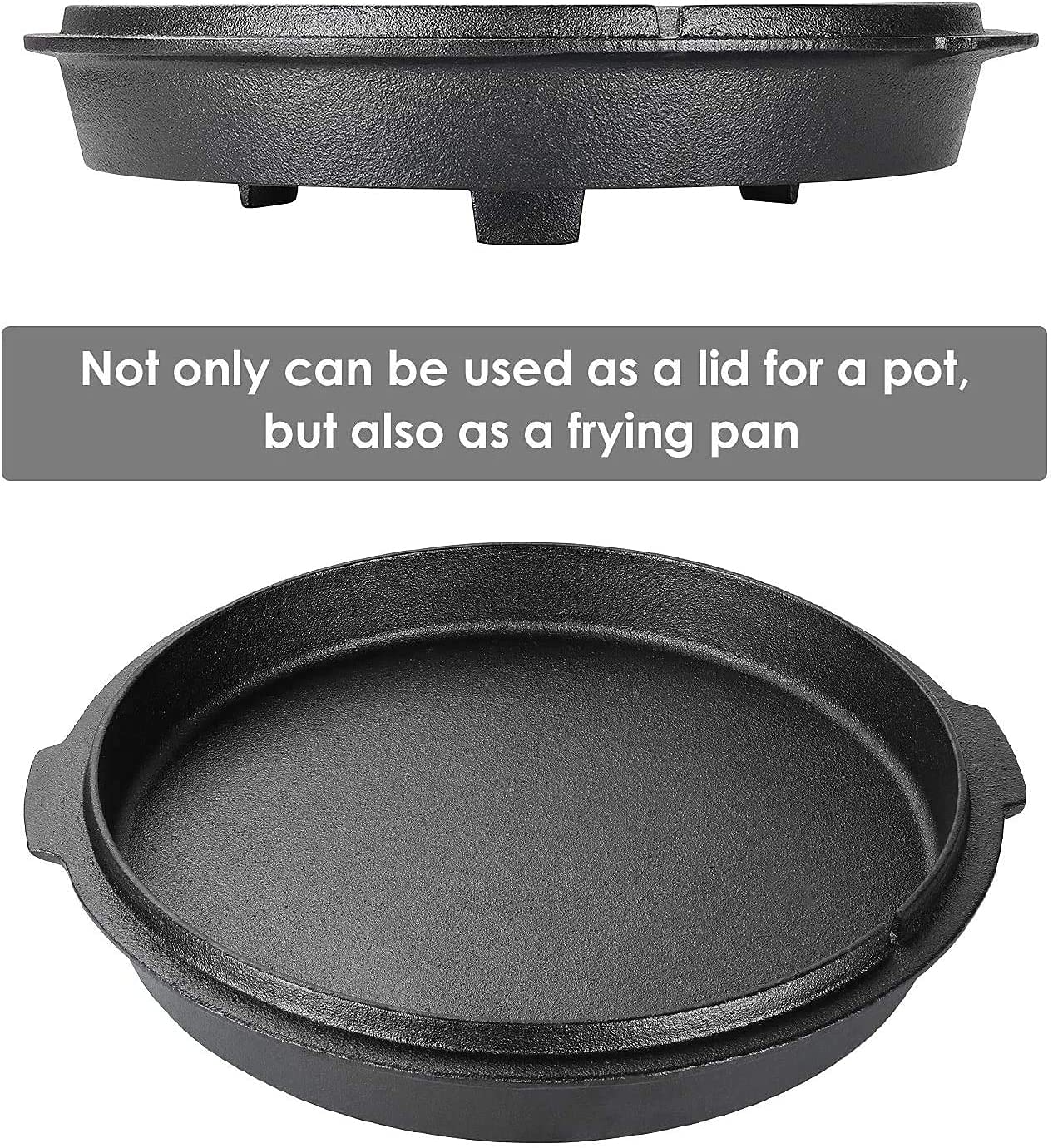 Dutch Oven, 13.2 Quart Cast Iron Dutch Oven, Pre-Seasoned Cast Iron Dutch Oven, With Lid Lifter Handle & stand, With Feet, Dual Function Lid Griddle for Cooking Camping Home BBQ