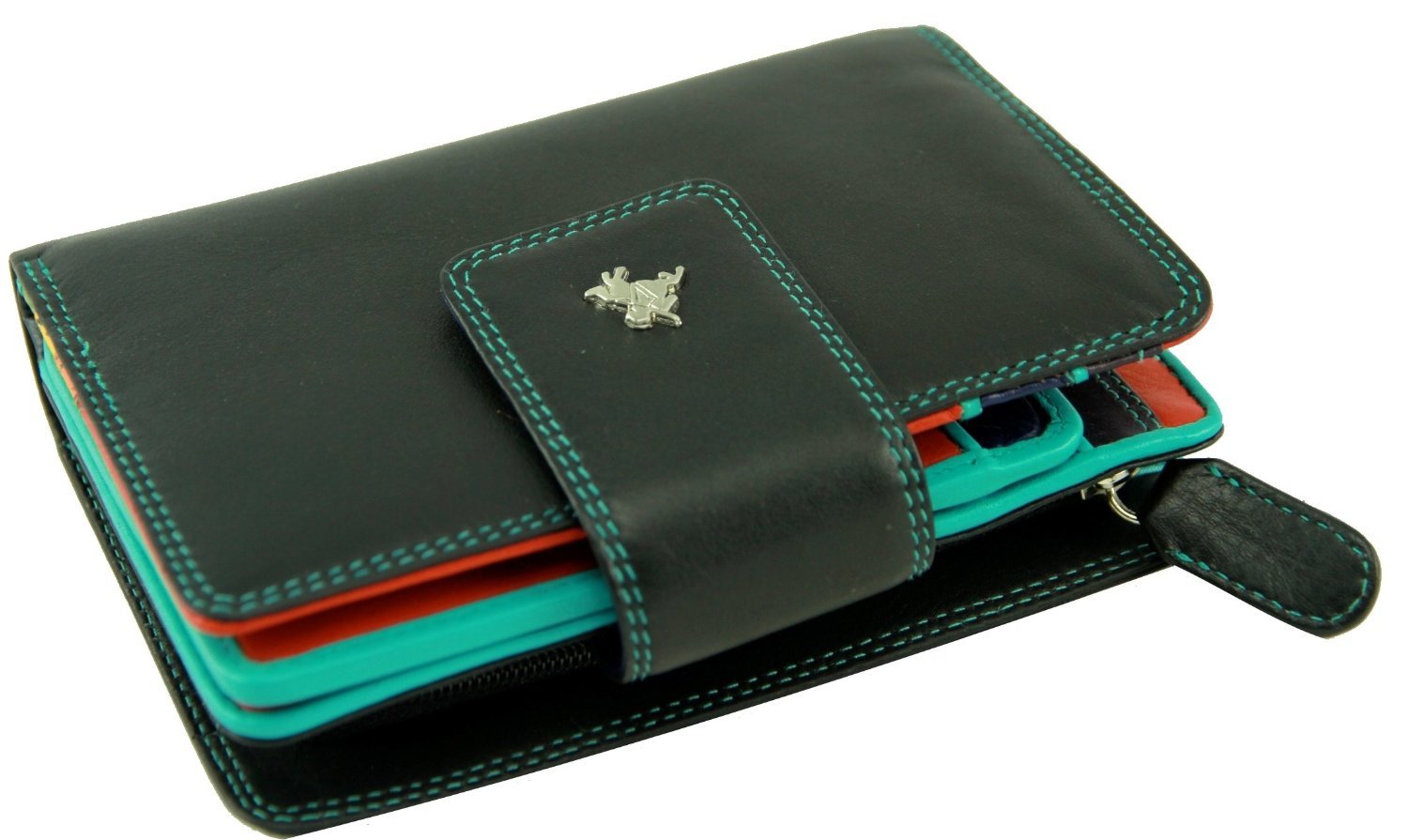 VISCONTI SP30 YLANG Spectrum Collection Multi Colored Soft Leather Bifold Wallet (Red)