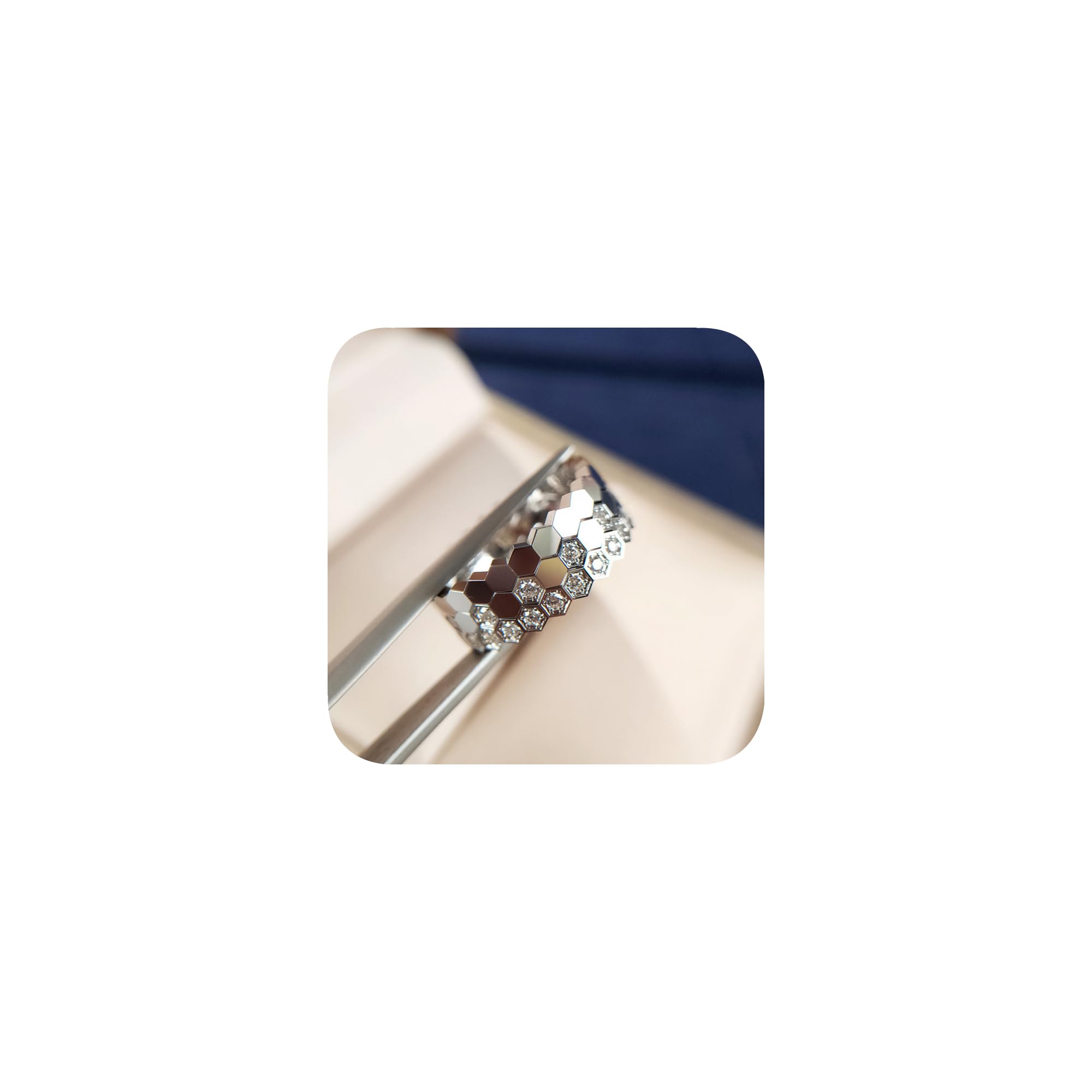 Detail 18K Plated Platinum/Rose Gold Cute Bee Honeycomb Ring Minimalist Women's Geometric 3PCS Set Shiny Cubic Zirconia Diamond Hexagonal Ring Wedding Anniversary Eternity Ring (8#, Platinum)