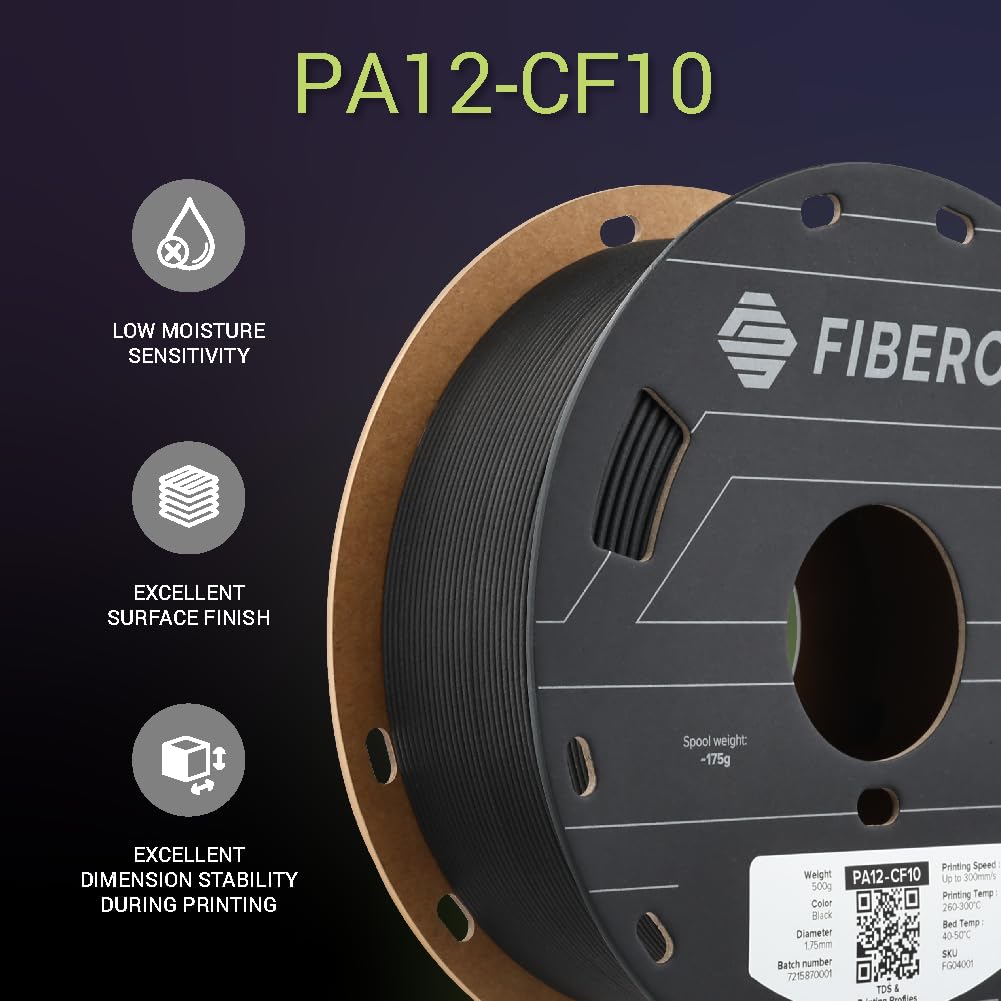 Polymaker PA6-CF Nylon Filament 1.75 Black, 500g Carbon Fiber Nylon Filament 1.75mm, Cardboard Spool - PolyMide PA6-CF Warp Free Nylon 3D Printer Filament
