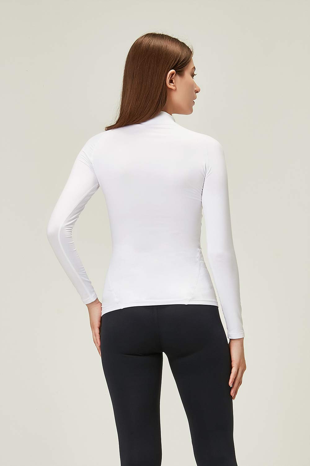 DEVOPS Women's 2 Pack Thermal Turtle Long Sleeve Shirts Compression Baselayer Tops (Small, Black/White)
