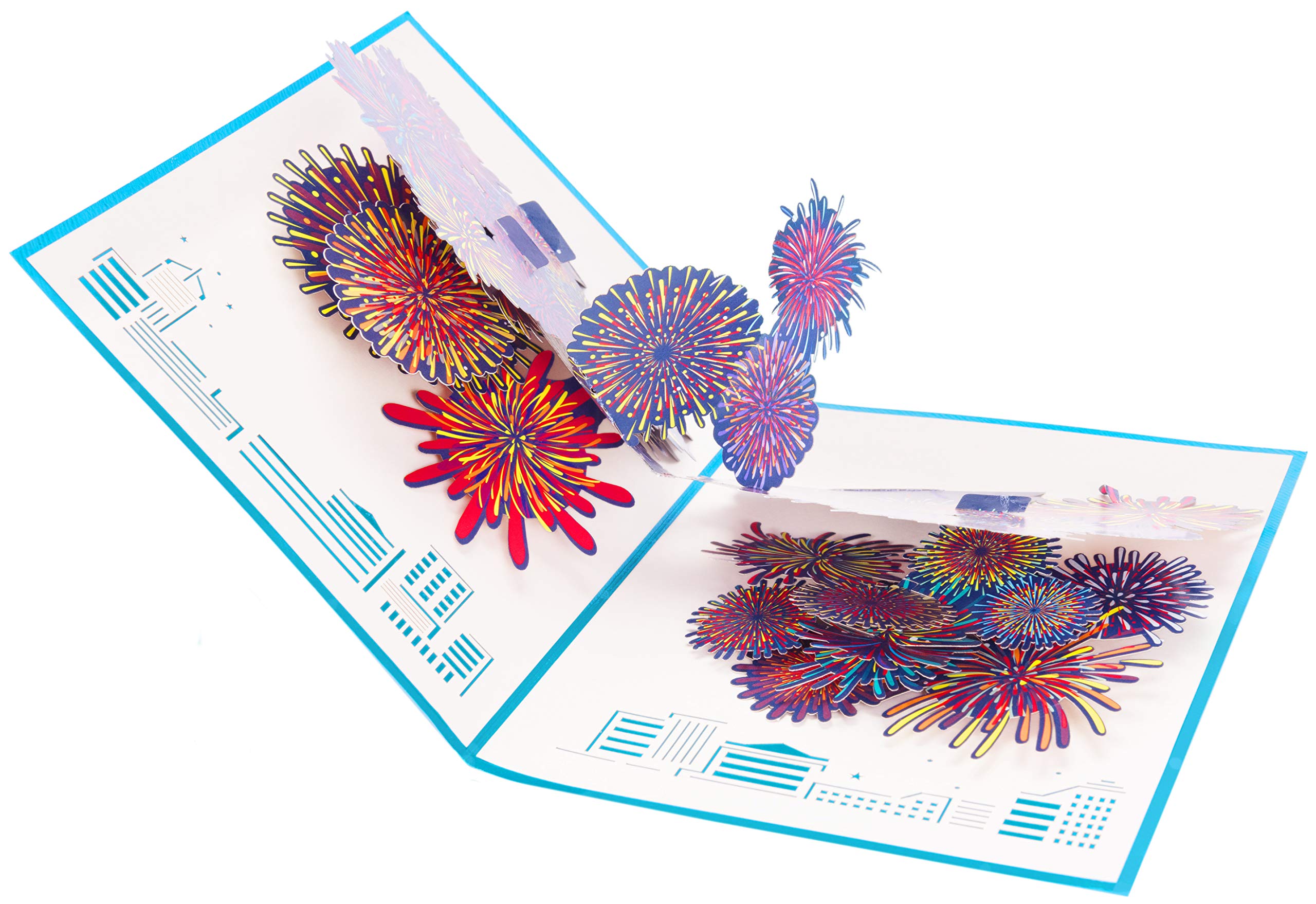 PopLife Fireworks 3D Pop Up New Years Card - NYE Popup, Happy Birthday, Independence Day Fourth of July, Congratulations Card - Fold Flat for Mailing - for Son, for Daughter, for Friend, for Co-worker