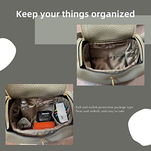 DGAZ Purse Organizer Insert,Silk Bag Organizer,Luxury Handbag & Tote Shaper Fits Lindy 19/26/30/34 Bags(Etoupe grey,LD26)
