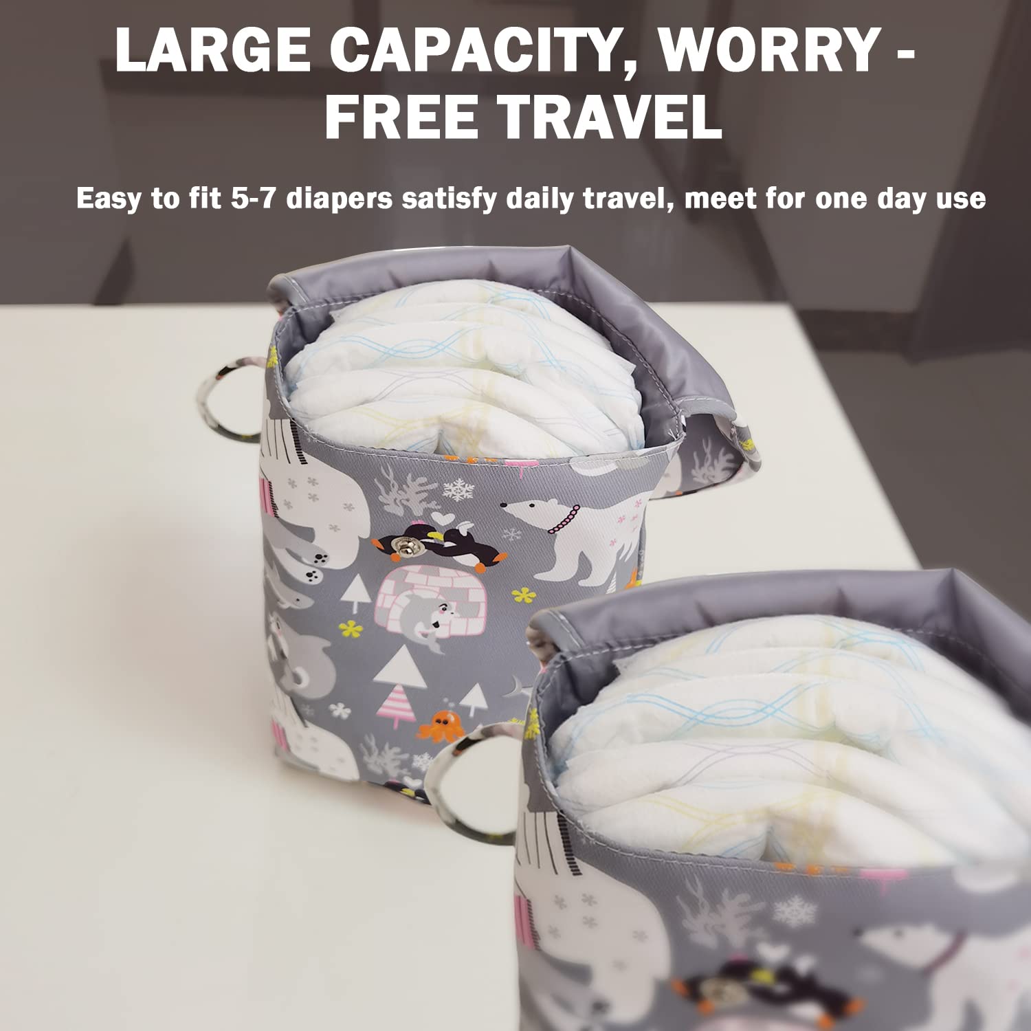 Portable Baby Changing Pad and Diaper Bag, Amenpoki Travel Changing Pad and Diapers Storage Bag, Foldable Waterproof Diaper Pad for Babies with Stroller Diaper Hanging Bag
