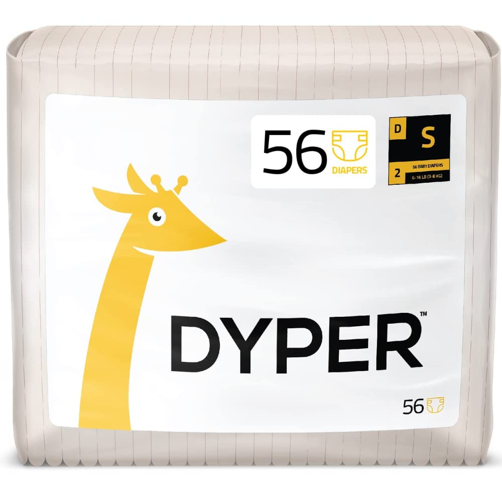 DYPER Viscose from Bamboo Baby Diapers Size 2, 56 Count, Unscented, Hypoallergenic, Plant-Based Materials, Absorbent, Safe, Versatile, Responsible