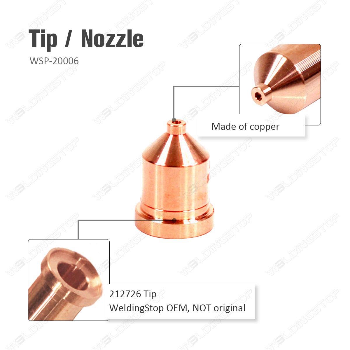 WeldingStop Electrode 212724 ICE-80CX 219944 218044 Torch Plasma Cutting Nozzle 80A Tip 212726 NOT Miller Original Pack-40