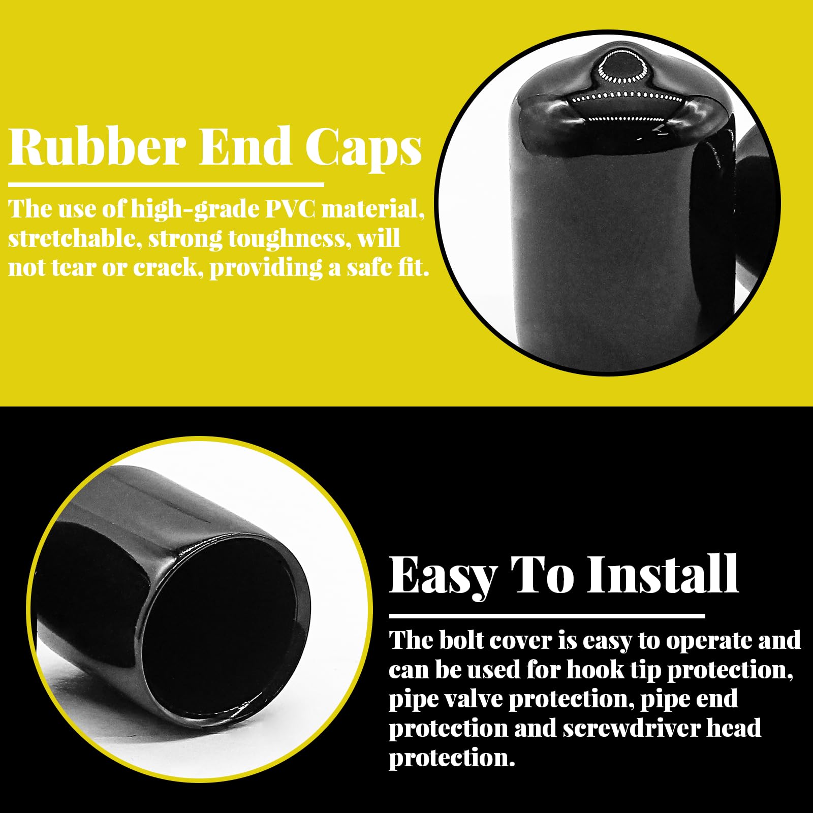 Hordion 100Pcs 5/16 Inch Rubber End Caps, 8mm Rubber Caps Screw Thread Protectors, Black Bolt Screw Vinyl Caps, Round Tube Bolt Cap Cover Thread Protectors Safety Cover