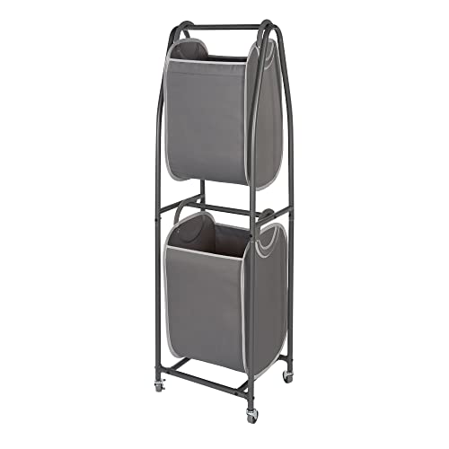 Neatfreak - 2 Tier Laundry Sorter - Laundry Hamper With Wheels & 2 x Laundry Basket Tote Bags For Dirty Clothes, Towels, Blankets, Bathroom Storage & Laundry Room Organization