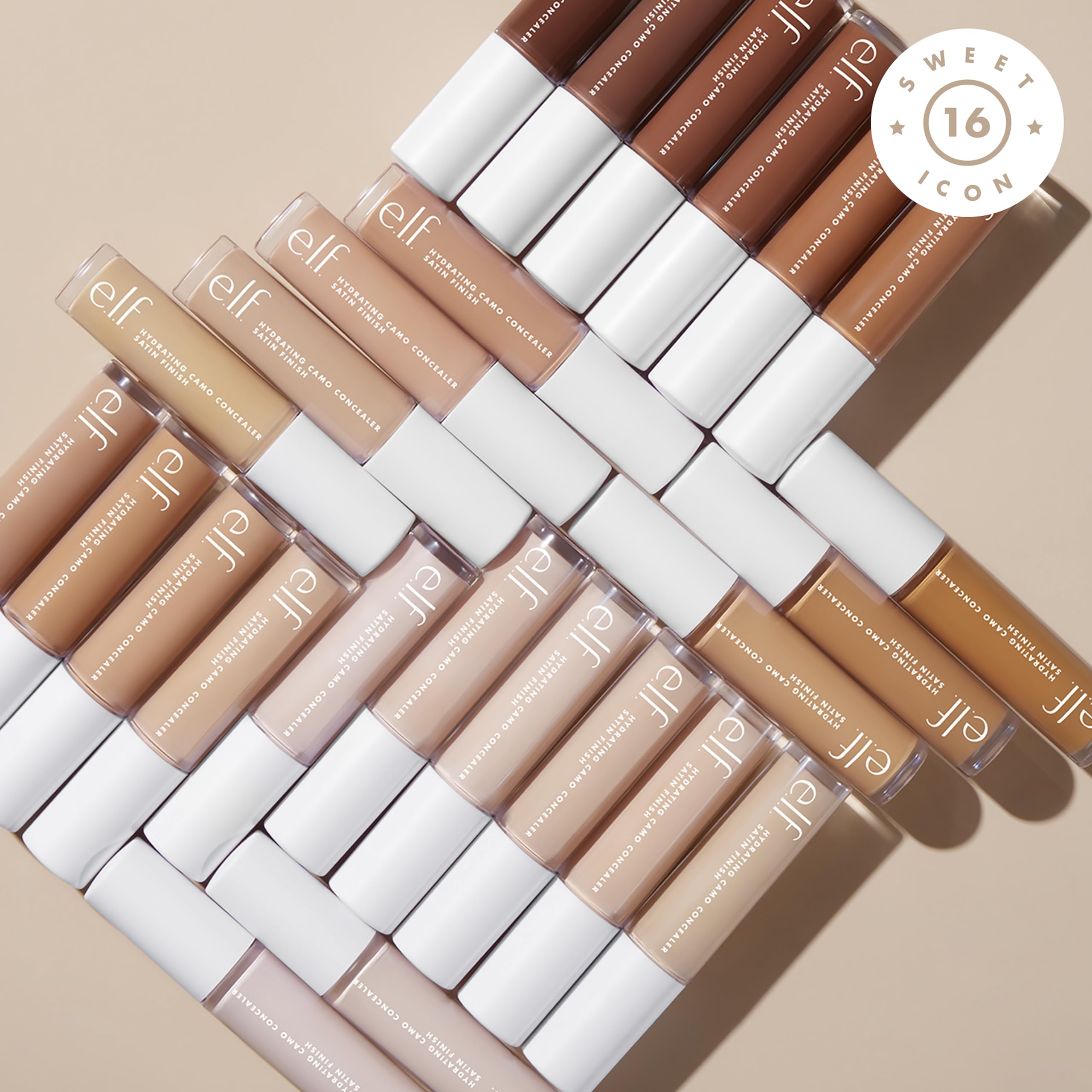 e.l.f. Hydrating Camo Concealer, Lightweight, Full Coverage, Long Lasting, Conceals, Corrects, Covers, Hydrates, Highlights, Medium Golden, Satin Finish, 25 Shades, All-Day Wear, 0.20 Fl Oz
