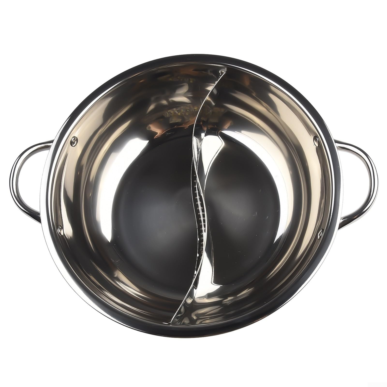 Hot Pot 28cm Stainless Steel Shabu Hot Pot Twin Divided Cookware for Induction Cooktop Gas Stove(28cm)