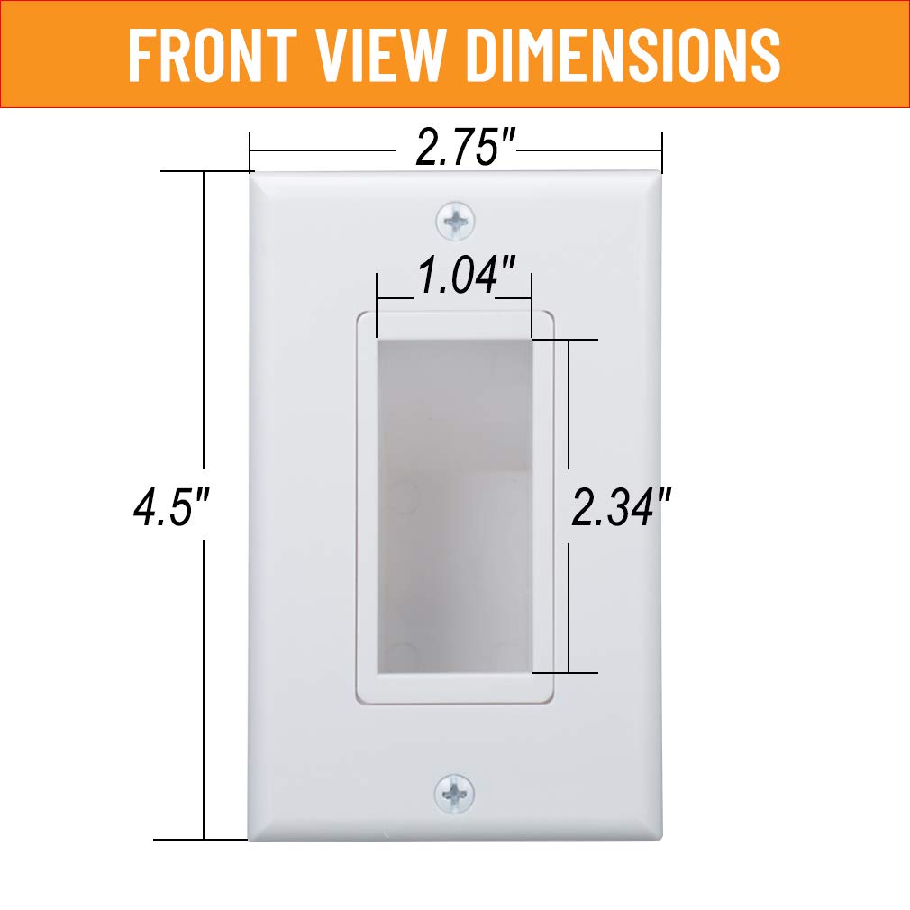 Wi4You Recessed Wall Plate 2 Pack Decotive Cable Wall Plate with Fly Mounting Wings Bottom Opening for Low Voltage Cable Pass Through WI1009-2