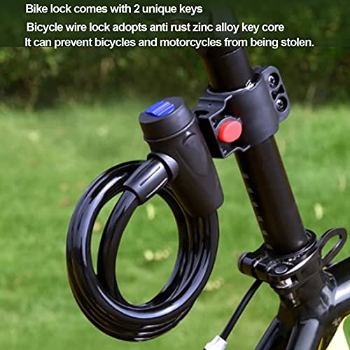 Dilwe Bicycle Lock, Steel Wire and Plastic Bicycle Mountain Bike Lock with Keys Mounting Bracket Anti Theft Ring Lock