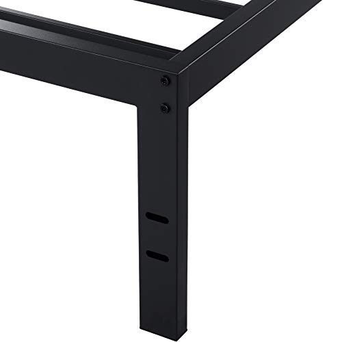 PrimaSleep 18 Inch Tall Metal Bed Frame/Dura Steel Slat/Anti-Slip Support/No Box Spring Needed, Queen, Black