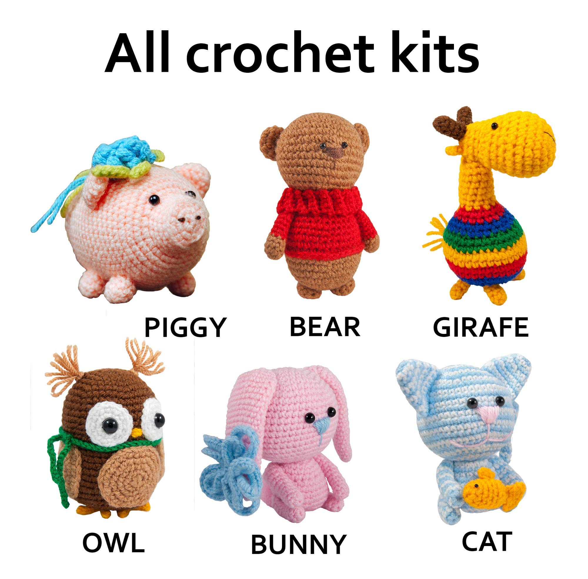 Crochet Stuffed Animal CAT DIY Kit, Beginner Craft kit for Teens and Adults, All Materials Included, Detailed Instructions with 45 Pictures, Hypoallergenic Yarn