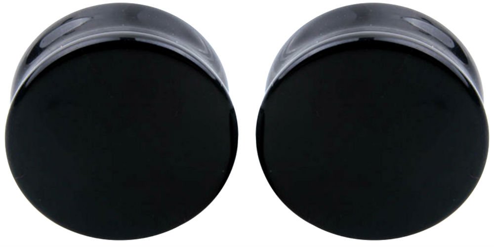 Ear gauges solid black obsidian ear plugs soscene double saddle 8mm 0 gauge