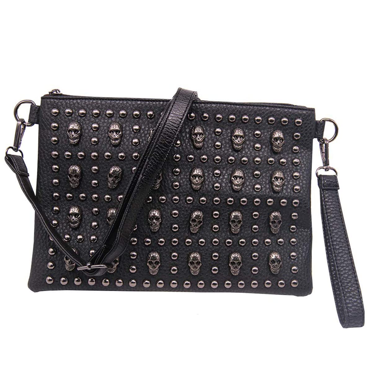 Women Rivets Skull Clutch Purses small Shoulder Bag Party Wristlet Handbag Bag Evening Long Purse