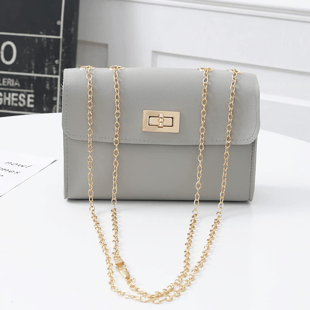 Women'S Crossbody Bag Chain PU Leather Shoulder Bag With Twist Lock Flap Casual Messenger Bags