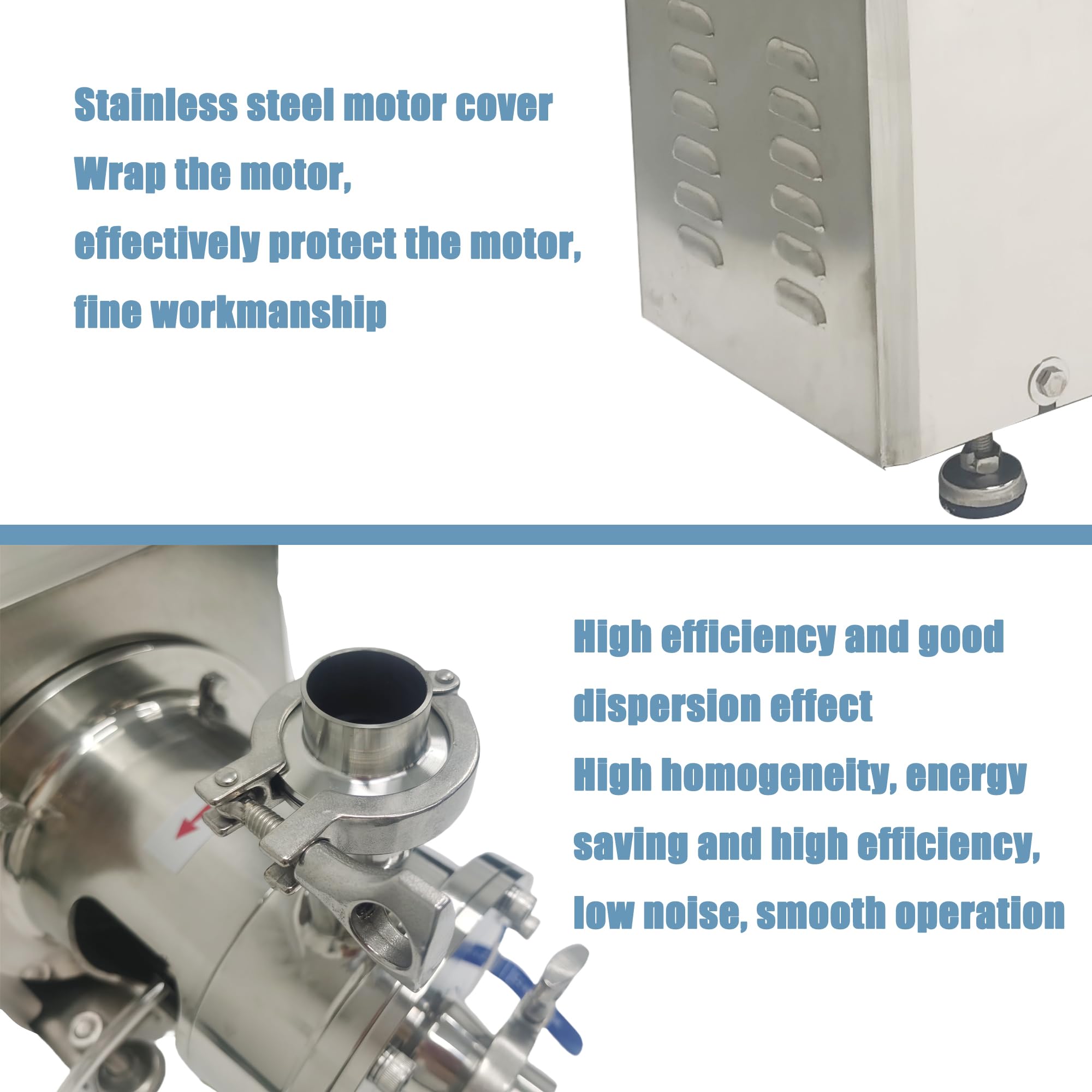HQHAOTWU High-shear Emulsifying Pump Pipeline Emulsion Pump Single Stage Pipeline Stainless Steel 304 Mixing Emulsifying Mixer Flow Range 0-3m3/h 2900r/min for Mixing Dispersion Emulsification 110V