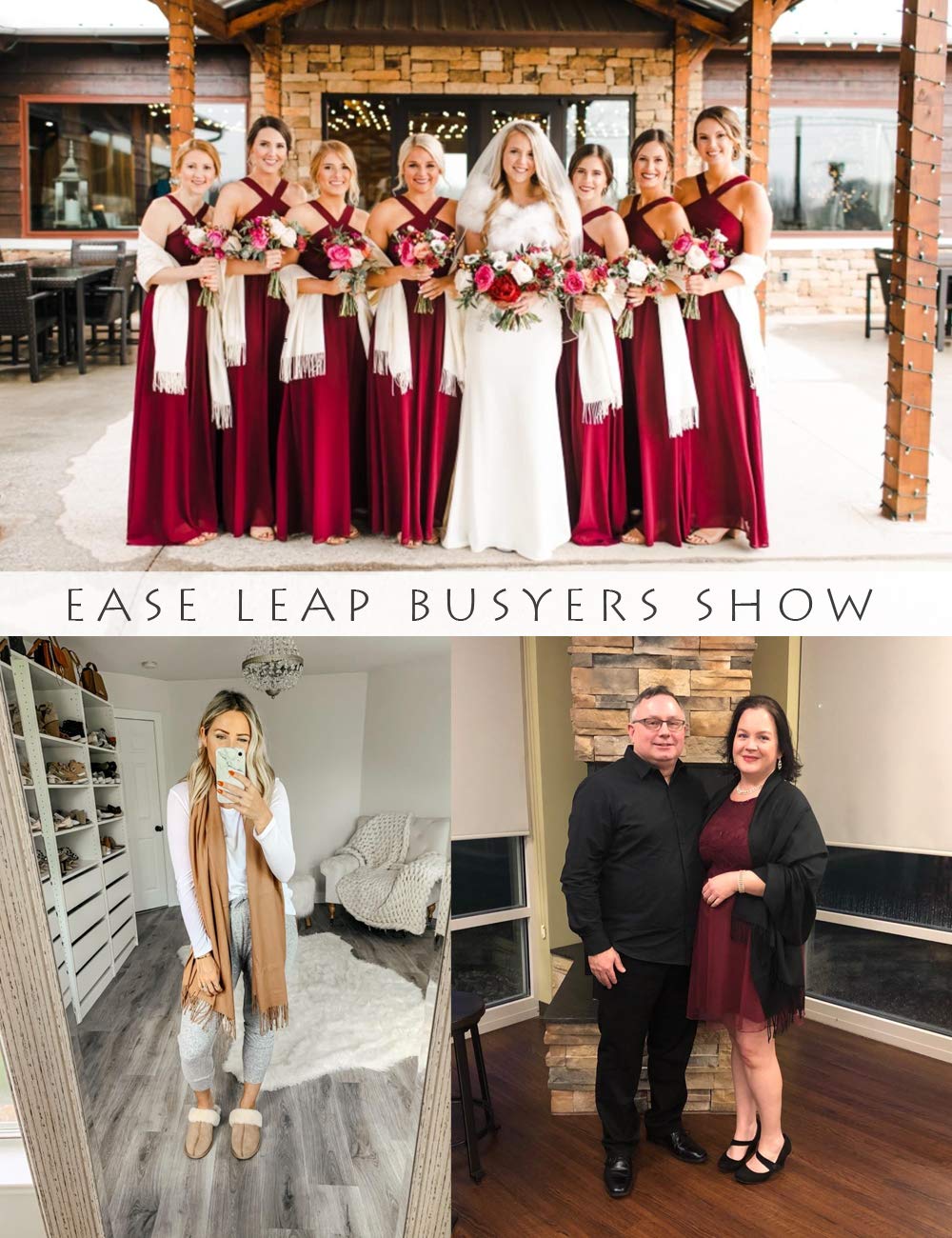 EASE LEAP Pashmina Scarfs for Women Silky Shawls and Wraps for Evening Dresses Soft Large Scarves Wedding Warm Stylish Solid Color, Ivory