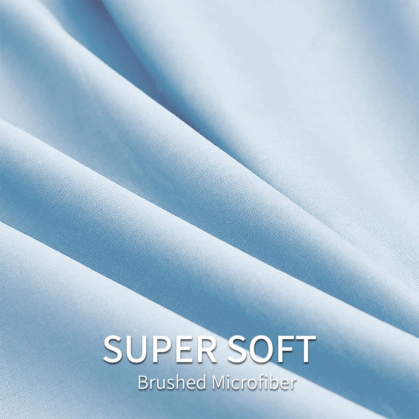 EaseHome Light Blue King Size Sheets Set 14-Inch Deep Pocket- Super Soft Brushed Microfiber 1800 Thread Count Egyptian Sheets - Breathable Wrinkle and Hypoallergenic-4 Piece(King,Lake Blue)