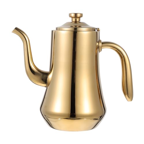 GREENADSCAPE 1pc Kettle Cooking Oil Dispenser Camping Coffee Makers Stovetop Espresso Pot Filter Pot Gongfu Teapot Milk Steamer Espresso Coffee Maker Machine Stainless Steel Golden