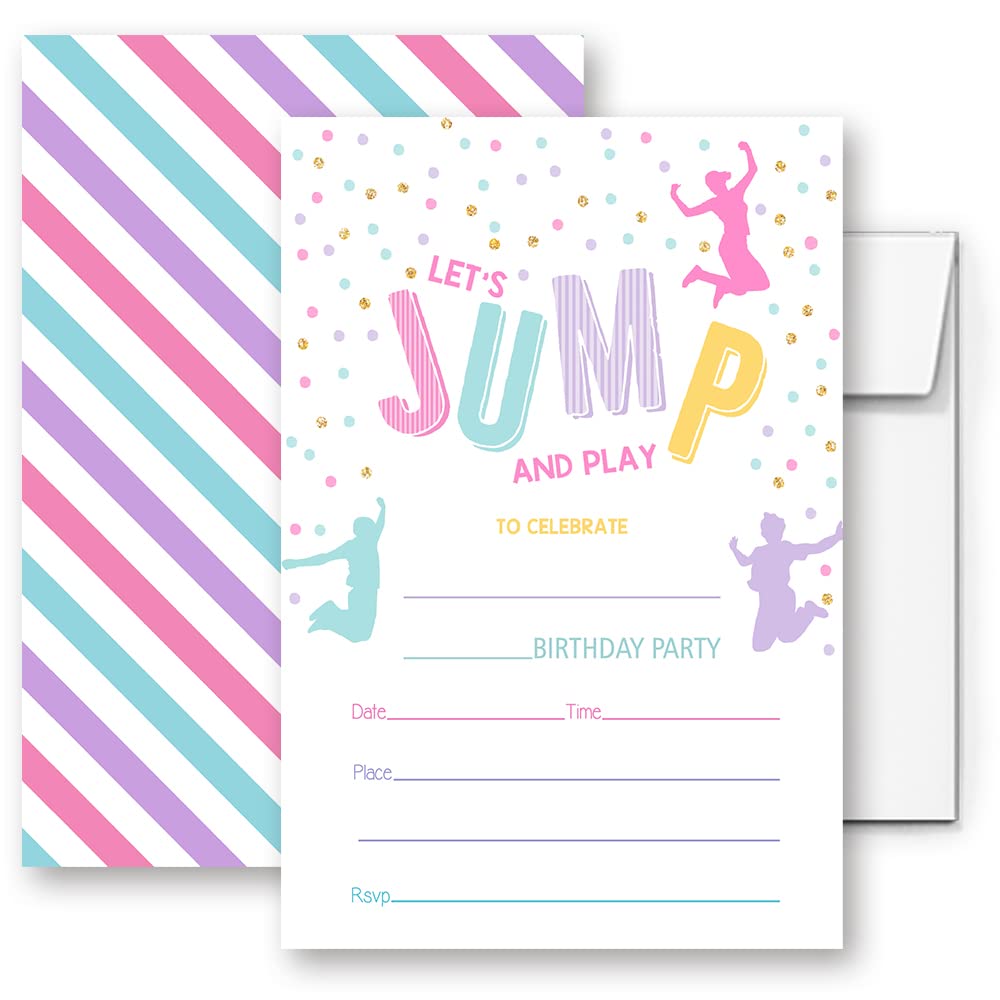 LoaHak Jump Theme Birthday Invitations, Jump Birthday Invitation Digital, Trampoline Party, Bounce House Party. (049)