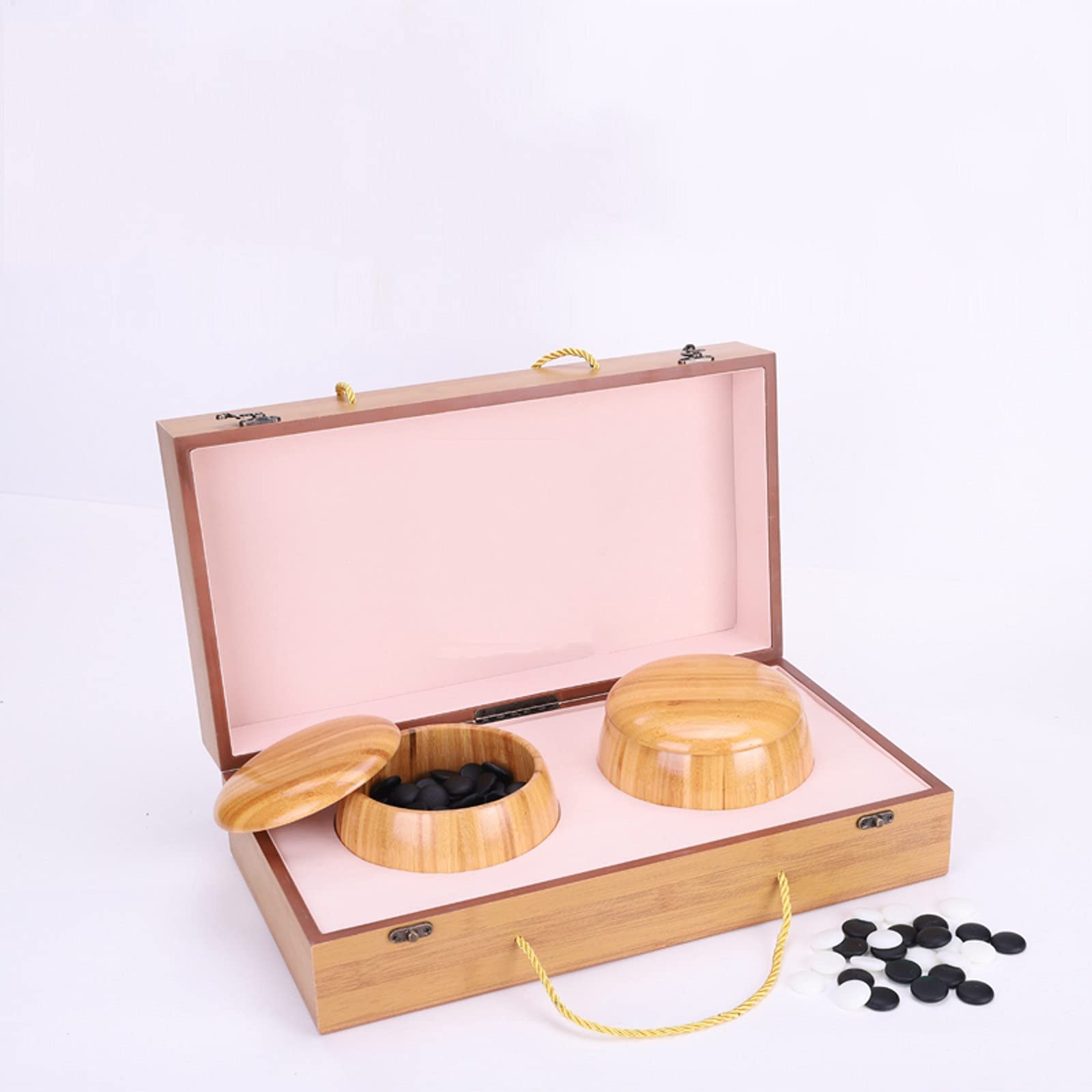 Wowwoody 19x19 Go Game SetHigh Grade Gift Box Board with Single Convex Melamine Stones and Bowls Set