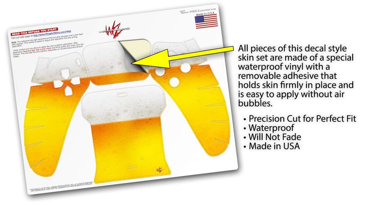WraptorSkinz Skin Wrap compatible with Sony PS5 DualSense Controller Beer (CONTROLLER NOT INCLUDED)