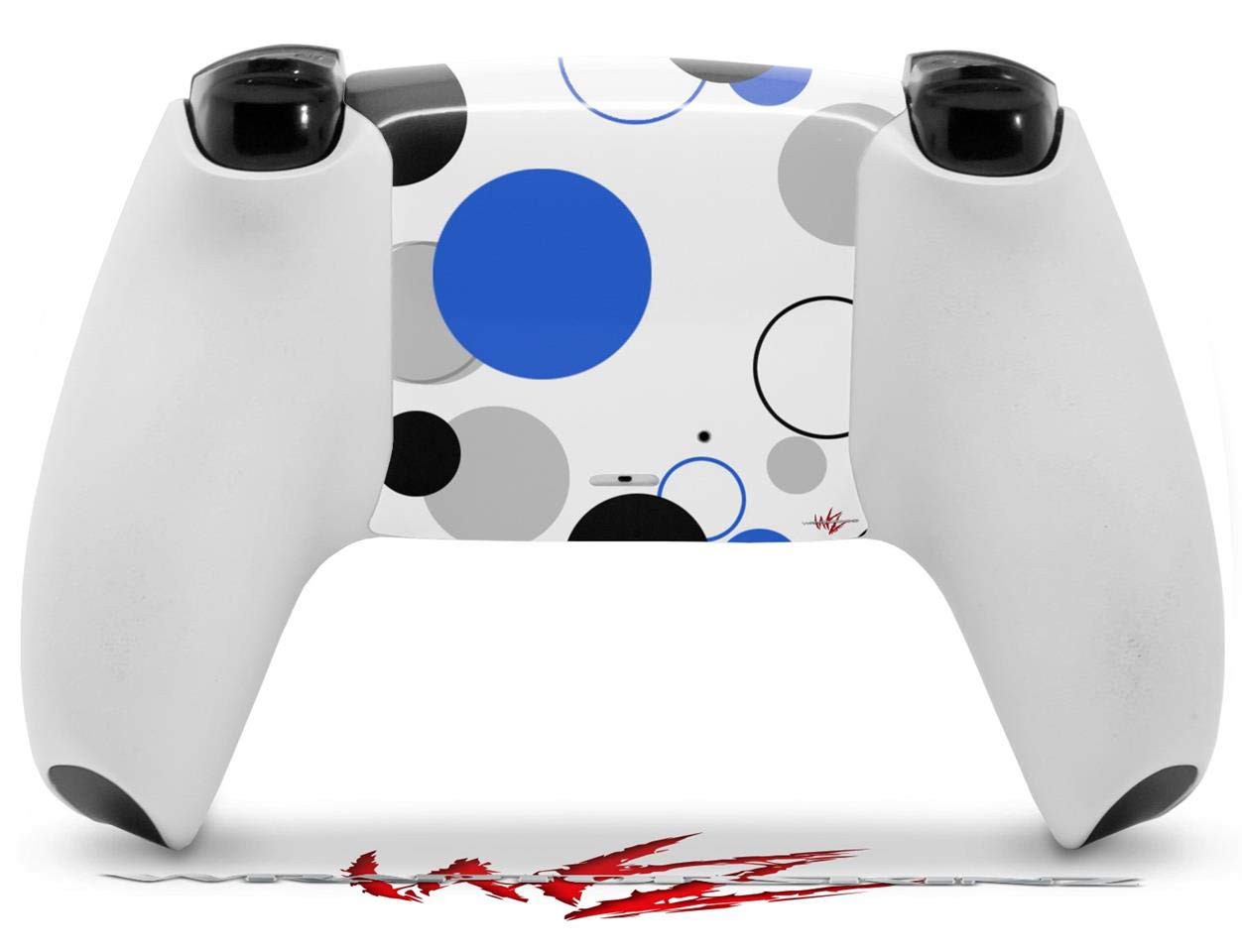 WraptorSkinz Skin Wrap compatible with Sony PS5 DualSense Controller Lots of Dots Blue on White (CONTROLLER NOT INCLUDED)