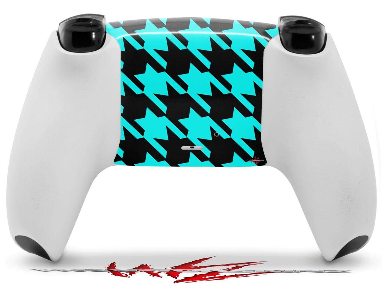 WraptorSkinz Skin Wrap compatible with Sony PS5 DualSense Controller Houndstooth Neon Teal on Black (CONTROLLER NOT INCLUDED)