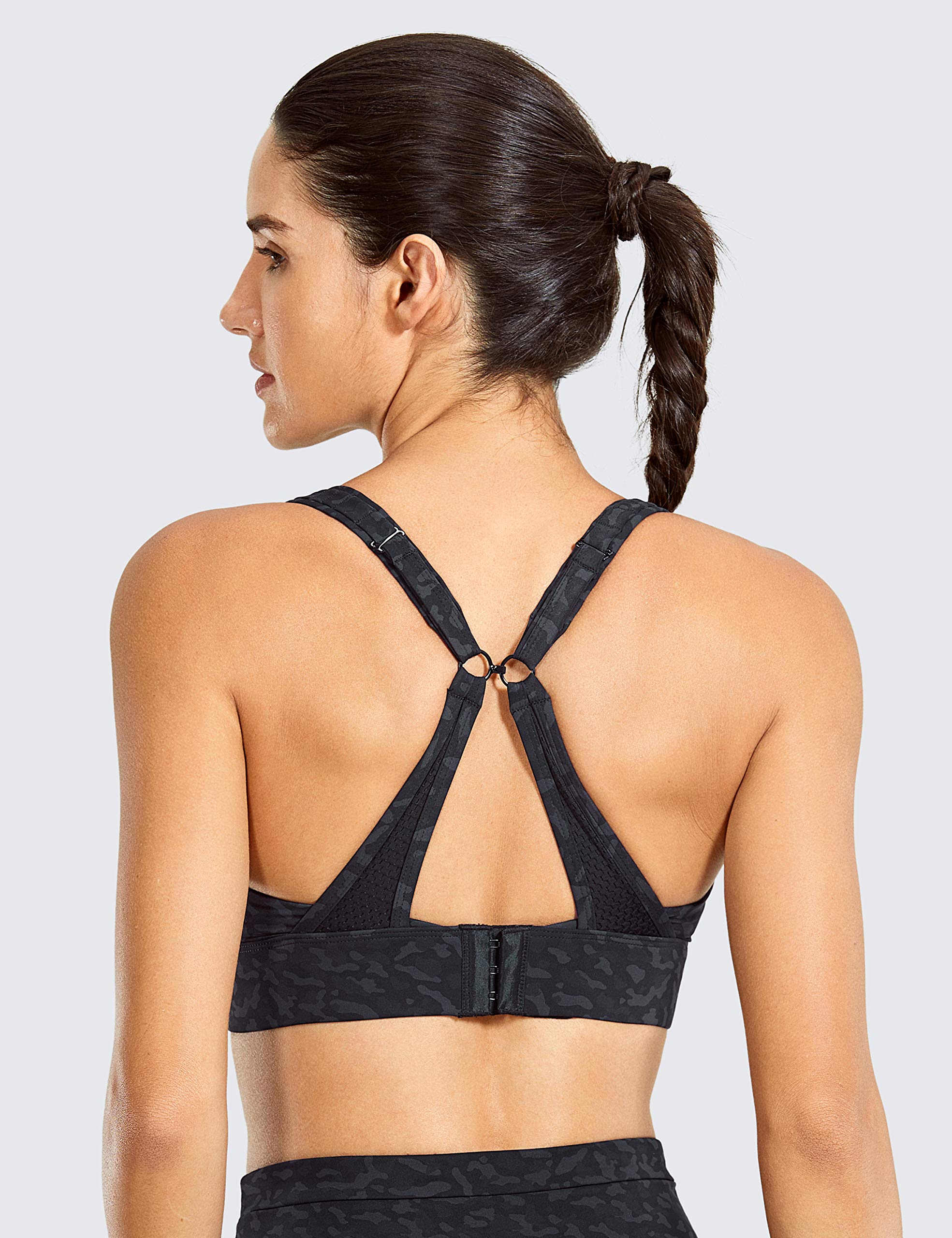 CRZ YOGA Womens High Impact Convertible Racerback Sports Bra - Padded Wirefree Workout Sports Bra Leopard Multi 2 Medium