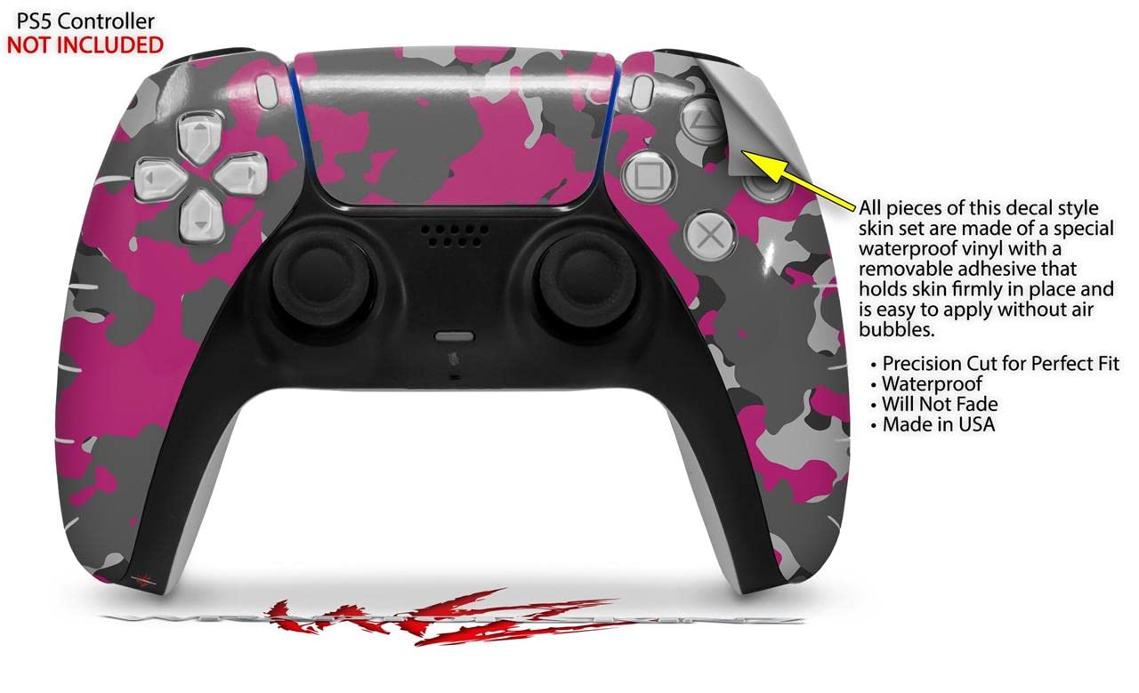 WraptorSkinz Skin Wrap compatible with Sony PS5 DualSense Controller WraptorCamo Old School Camouflage Camo Fuschia Hot Pink (CONTROLLER NOT INCLUDED)