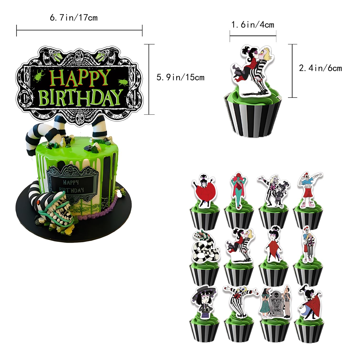 Horror Birthday Party Decorations, Halloween Birthday Party Decorations Set Include Balloons, Banner, Cake Toppers and Cupcake Toppers for Halloween Birthday Decorations