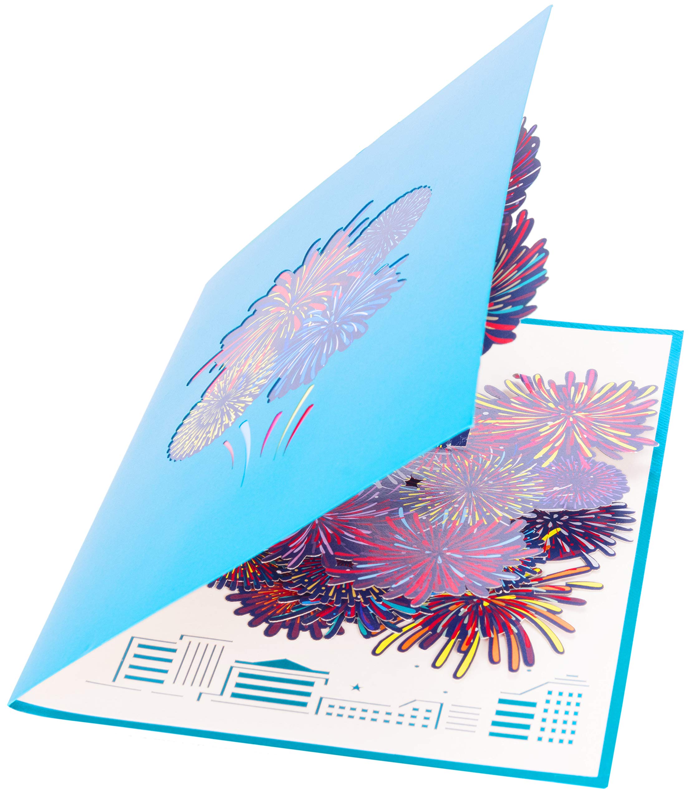 PopLife Fireworks 3D Pop Up New Years Card - NYE Popup, Happy Birthday, Independence Day Fourth of July, Congratulations Card - Fold Flat for Mailing - for Son, for Daughter, for Friend, for Co-worker