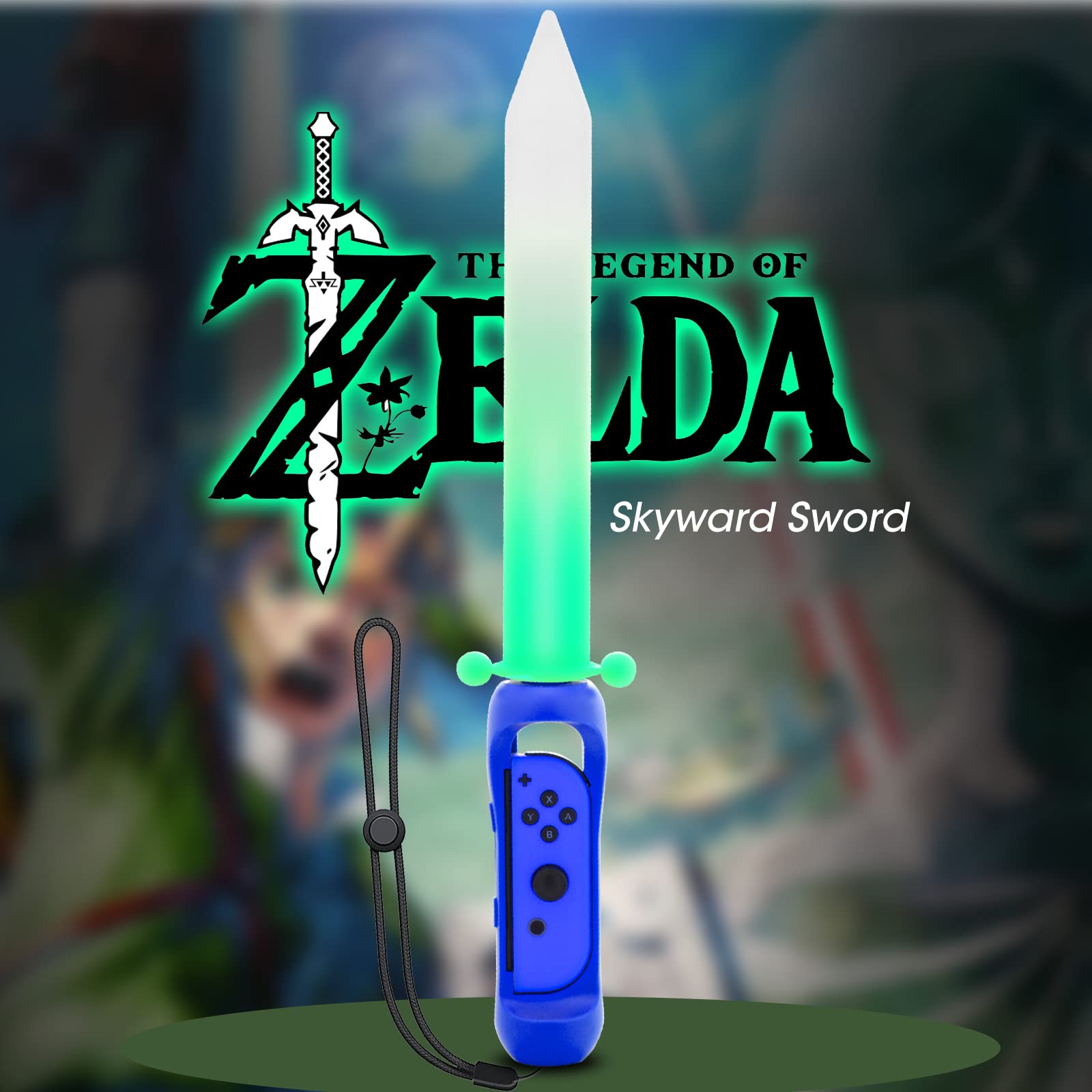 ECHZOVE LED Game Sword for Nintendo Switch Joy-Con, Hand Grip for Skyward Sword Switch Game Compatible with Nintendo Switch Sports with Hand Strap - 1 Pack