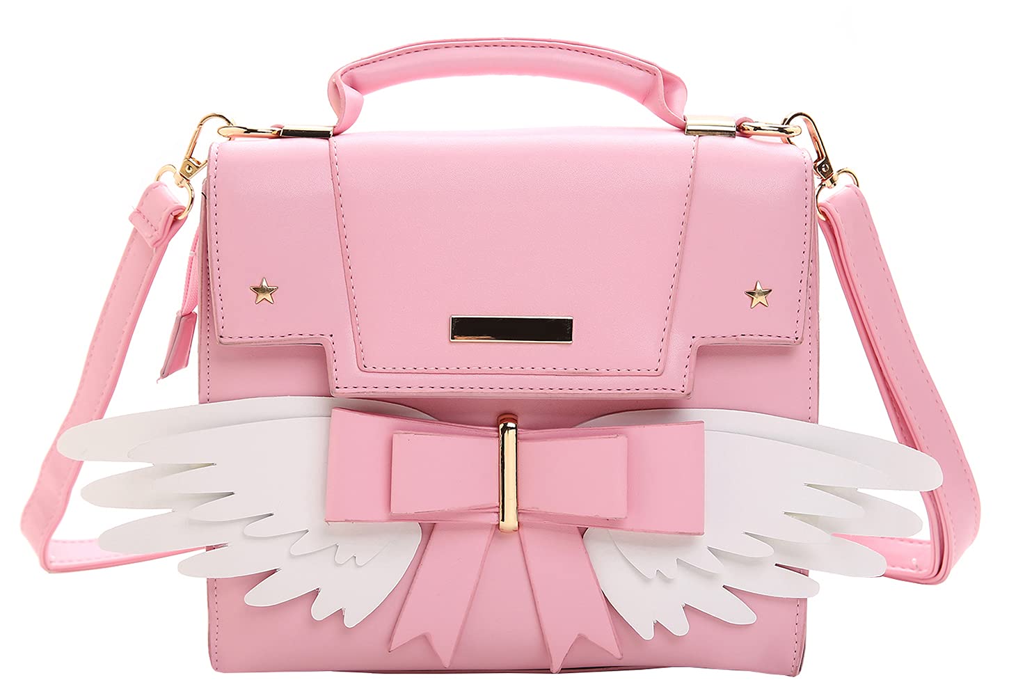 XTAPAN Women's Fashion Top Handle Cute Angel Wings Cross Body Shoulder Bags Girls Kawaii Handbag Small Lightweight Wallets Casual Purse Zipper bag For Daughter's Friend's Birthday Gifts 9.1" Dark Pink