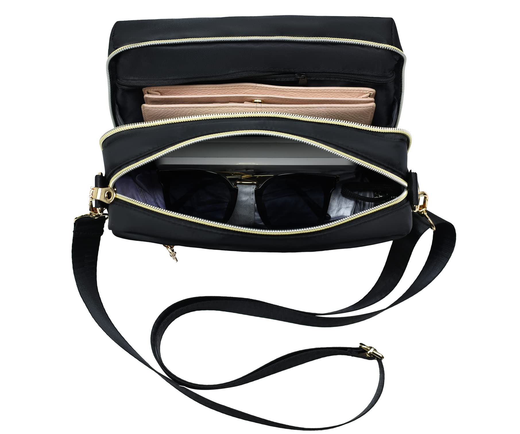 YANAIER Functional Multi Pocket Crossbody Bag for Women Stylish Ladies Shoulder Messenger Bags Purse Burgundy